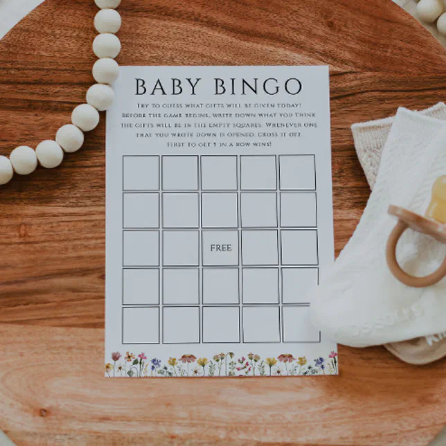 Colorful Wildflower Baby Shower Baby Bingo Card | Zazzle