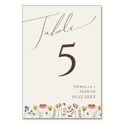 Colorful Wildflower | Beige Table Number | Zazzle