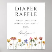Colorful Wildflower Diaper Raffle Baby Shower Sign | Zazzle