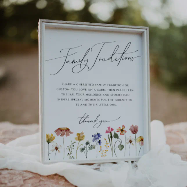 Colorful Wildflower Family Traditions Sign | Zazzle