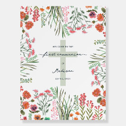 Colorful Wildflower First Holy Communion Foam Board | Zazzle