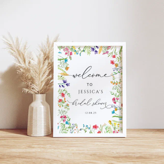 Colorful Wildflower Garden Bridal Shower Welcome Poster | Zazzle