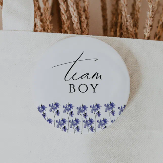 Colorful Wildflower Gender Reveal Team Boy Button | Zazzle