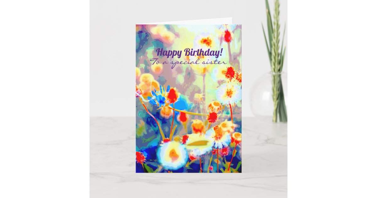Colorful Wildflower Happy Birthday Flowers Card | Zazzle