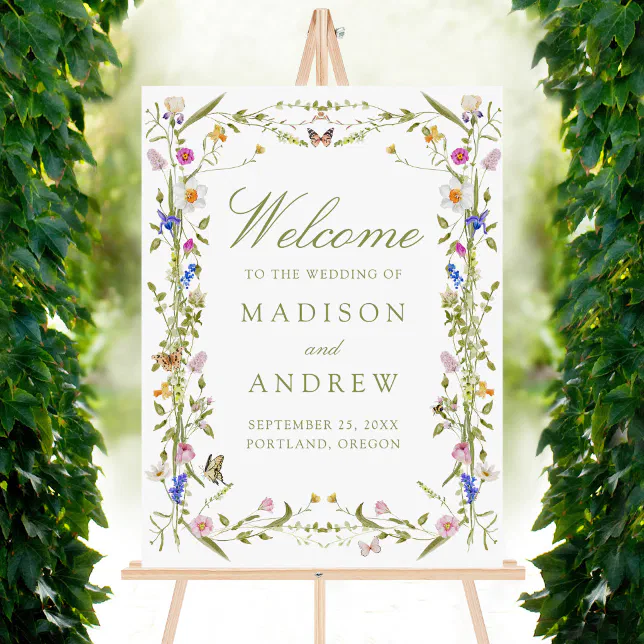 Colorful Wildflower Meadow Wedding Welcome Sign | Zazzle