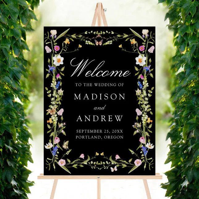 Colorful Wildflower Meadow Wedding Welcome Sign | Zazzle