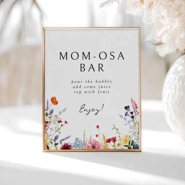 Colorful Wildflower Mom-osa Bar Downloadable Poster | Zazzle