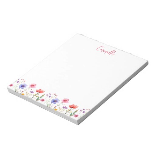 Colorful Wildflower Pretty Floral Personalized Notepad | Zazzle