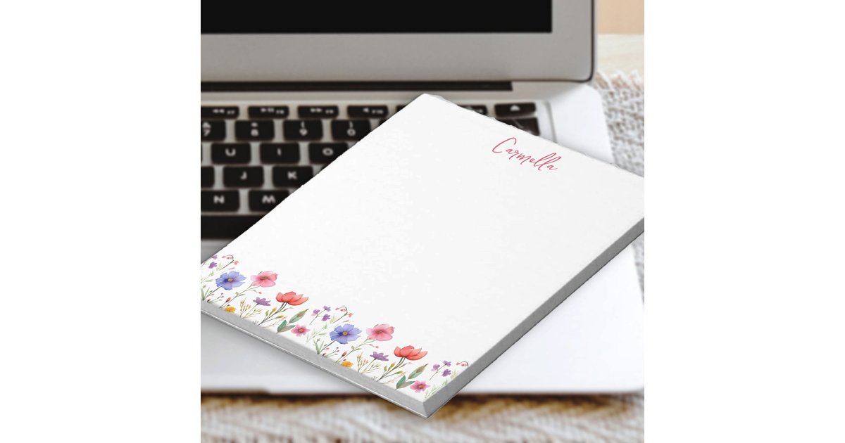 Colorful Wildflower Pretty Floral Personalized Notepad | Zazzle