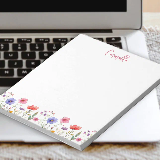 Colorful Wildflower Pretty Floral Personalized Notepad | Zazzle