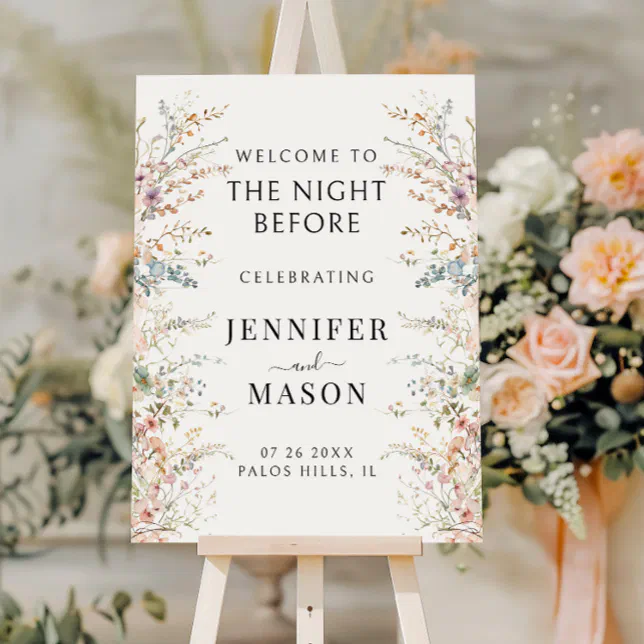 Colorful Wildflower Rehearsal Dinner Welcome Sign | Zazzle