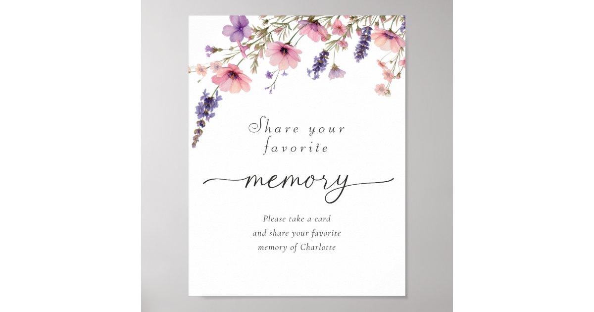 Colorful Wildflower "Share your favorite memory" Poster | Zazzle