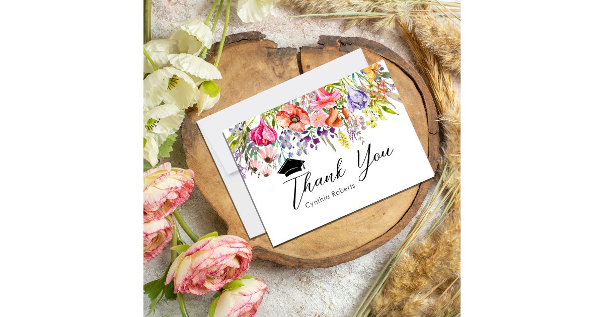 Colorful Wildflower Spring Thank You Card | Zazzle