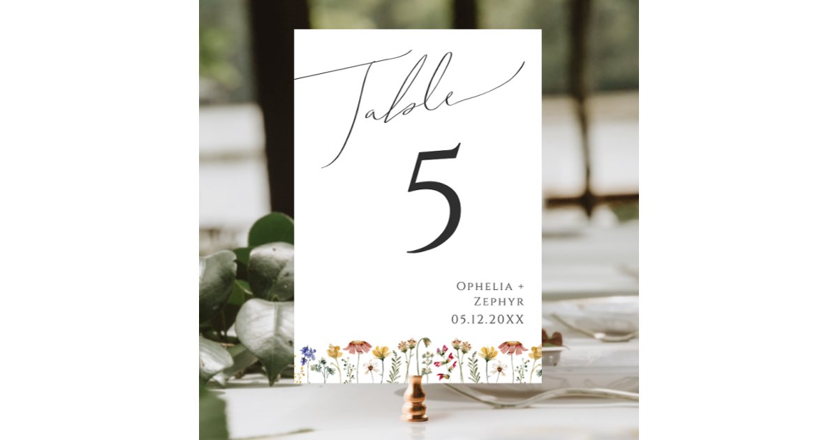 Colorful Wildflower | Table Number | Zazzle
