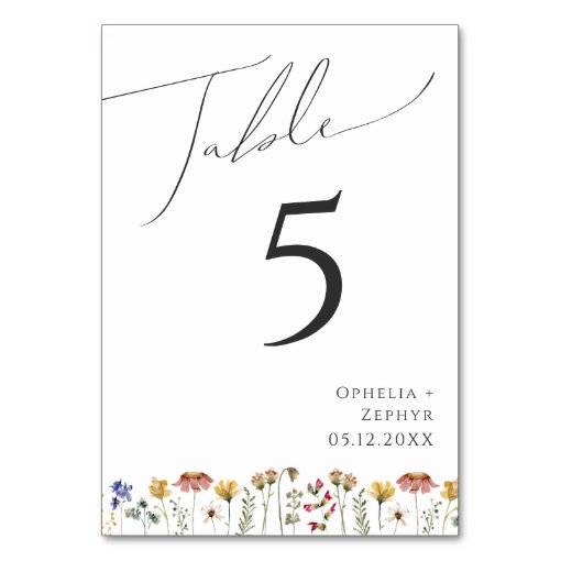 Colorful Wildflower | Table Number | Zazzle