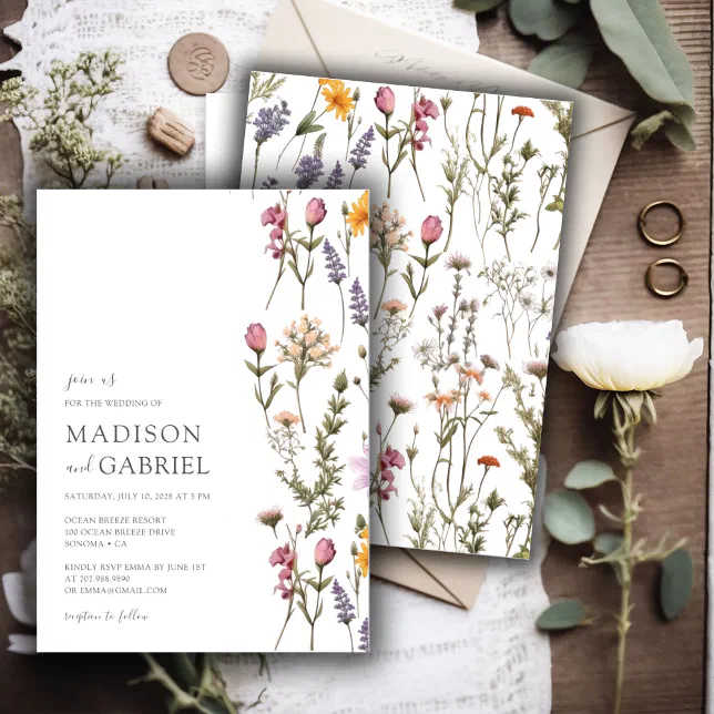 Colorful Wildflower Wedding Invitation | Zazzle