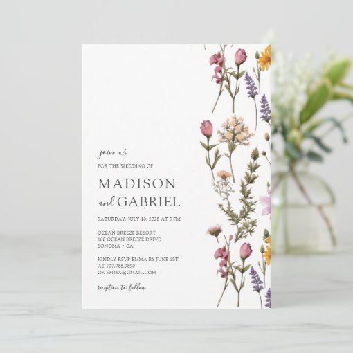 Colorful Wildflower Wedding Invitation | Zazzle