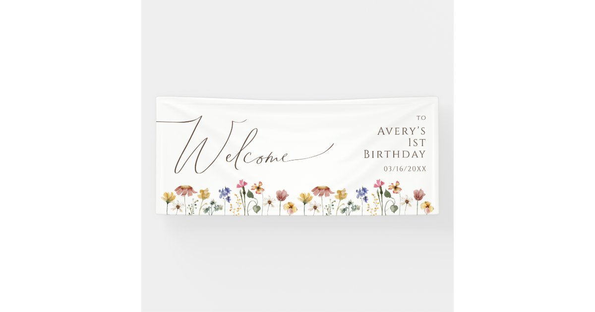 Colorful Wildflower Welcome Birthday Party Banner | Zazzle