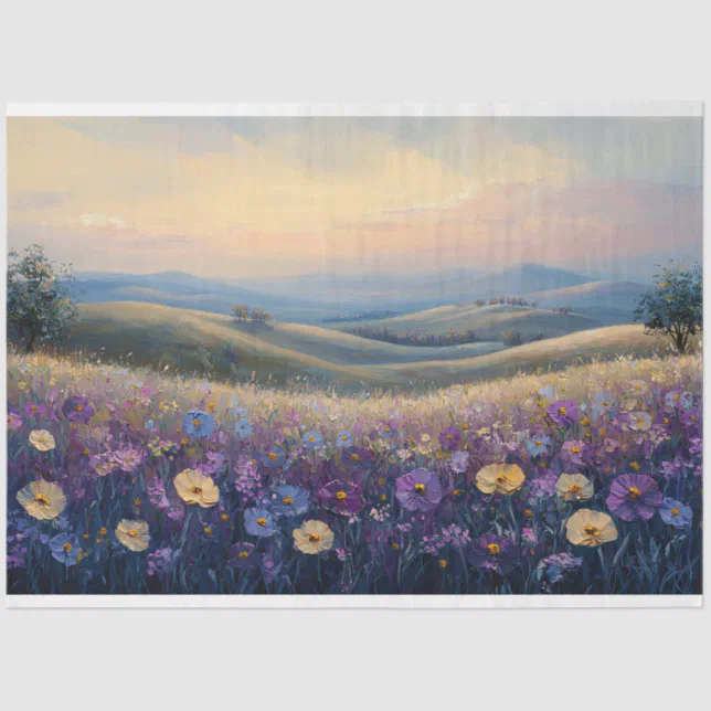 Colorful Wildflowers at Sunset Decoupage Tissue Paper | Zazzle