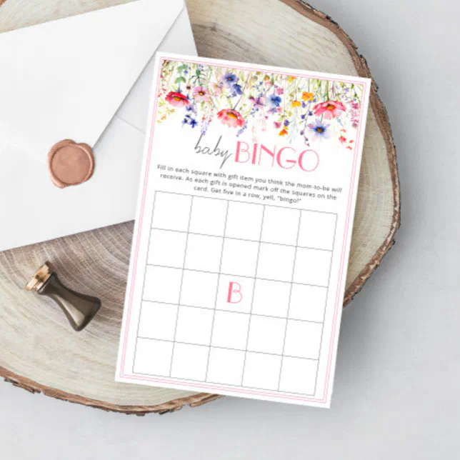 Colorful Wildflowers Baby Shower Bingo Game Card | Zazzle