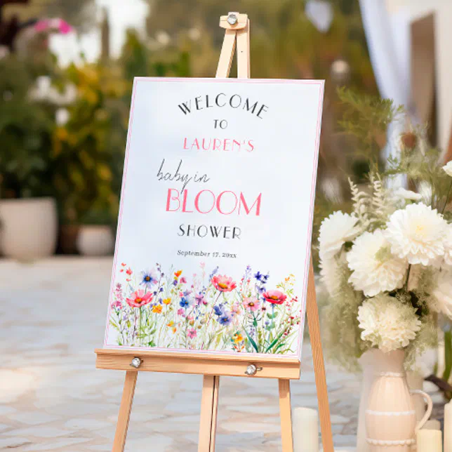 Colorful Wildflowers Baby Shower Welcome Sign | Zazzle