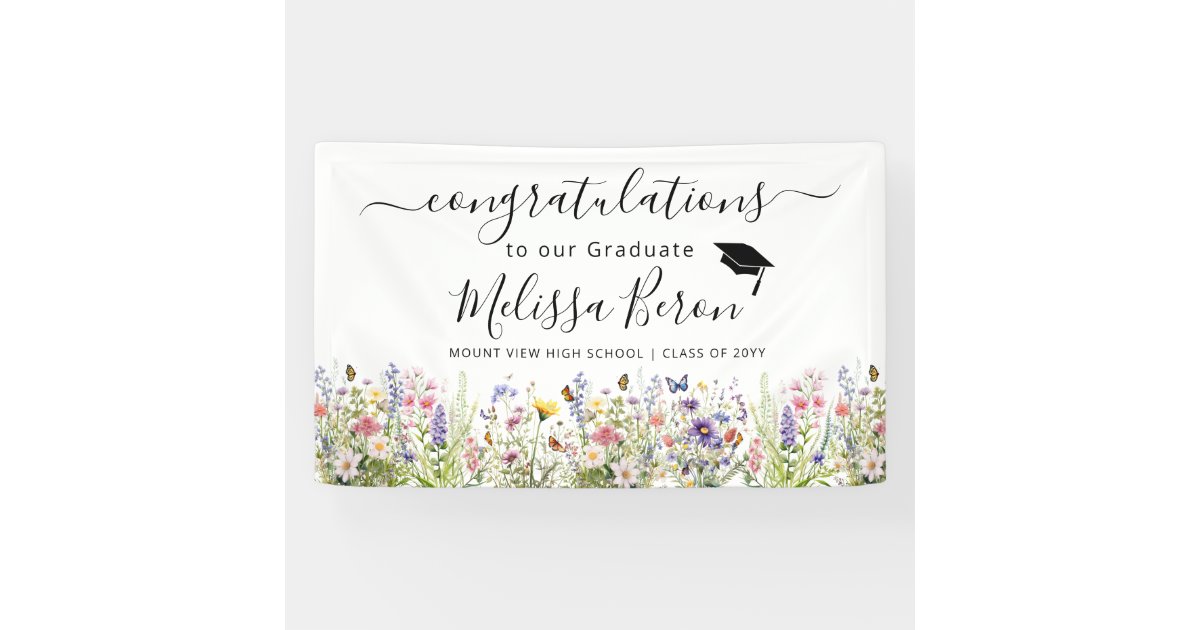 Colorful Wildflowers Graduation Banner | Zazzle