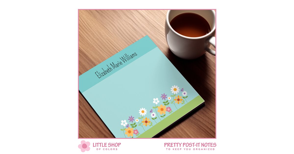 Colorful Wildflowers Personalized Post-it Notes | Zazzle