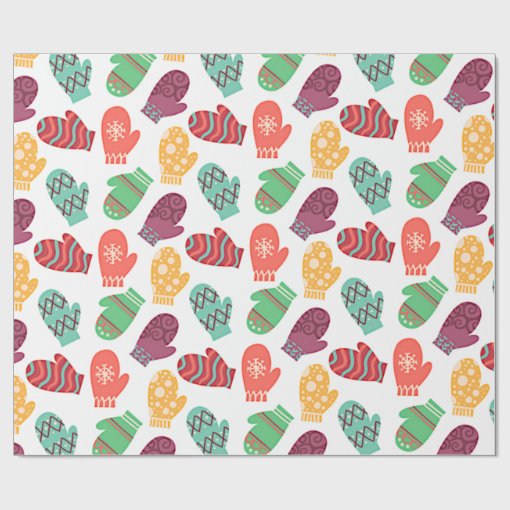 Colorful Winter Mittens Wrapping Paper | Zazzle