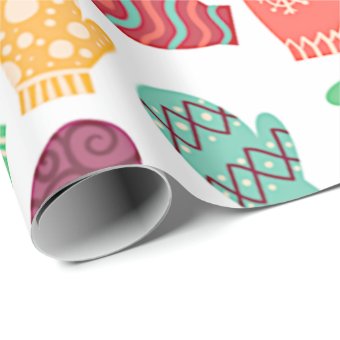 Colorful Winter Mittens Wrapping Paper | Zazzle