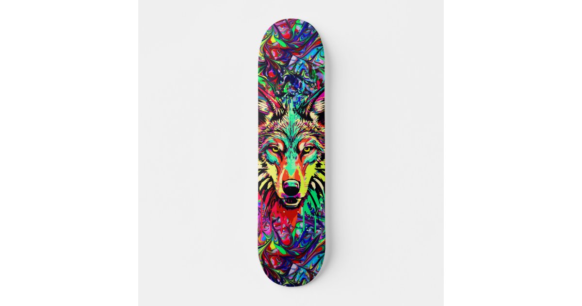 Colorful Wolf Head - Wolf Skateboard Deck | Zazzle