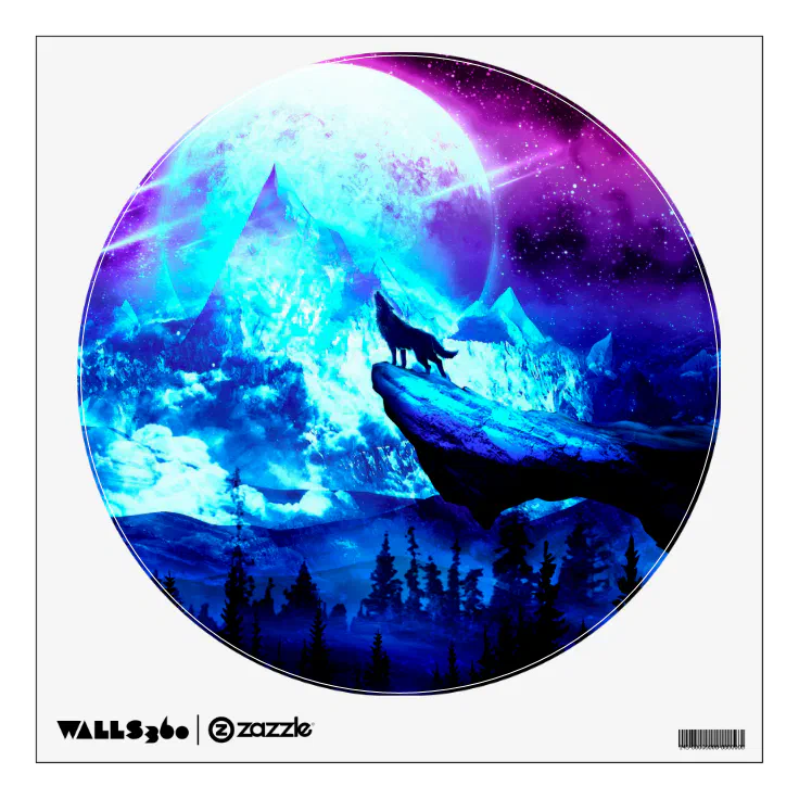 Colorful wolf howling wall decal | Zazzle