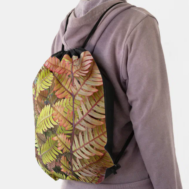 Colorful Woodland Ferns Floral Drawstring Bag | Zazzle