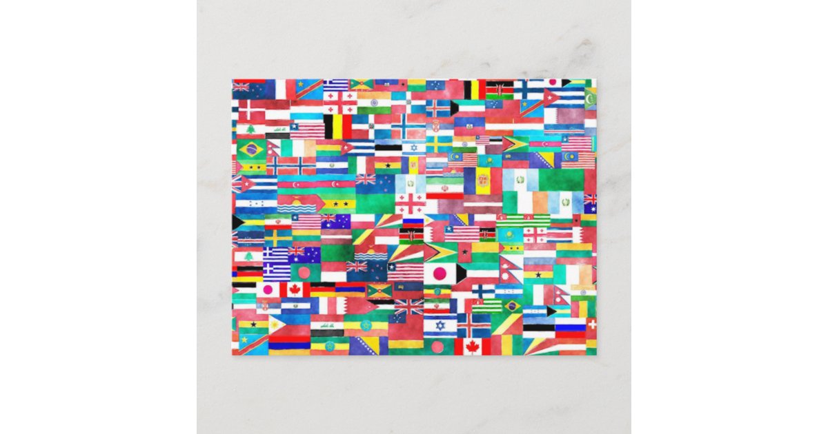 Colorful World Flags Postcard | Zazzle