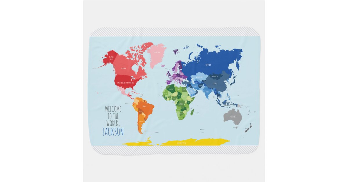Colorful World Map Baby Blanket | Zazzle