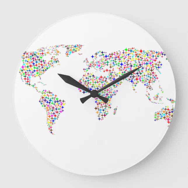 Colorful World Map Wall Clock | Zazzle