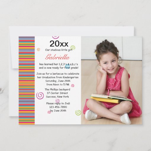 Colorful Year Photo Graduation Invitation | Zazzle