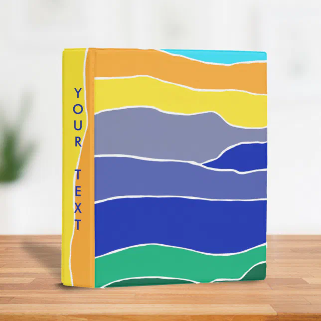 Colorful Yellow, Orange, Blue and Green Stripes Mini Binder | Zazzle