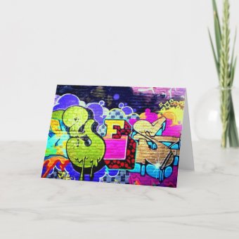 Colorful Yes Graffiti Art Note Birthday Card | Zazzle