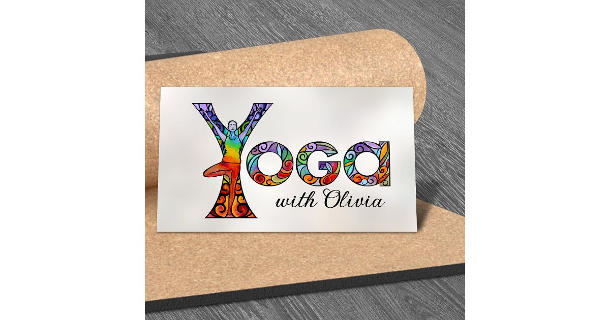 Colorful Yoga Word Art Business Card | Zazzle