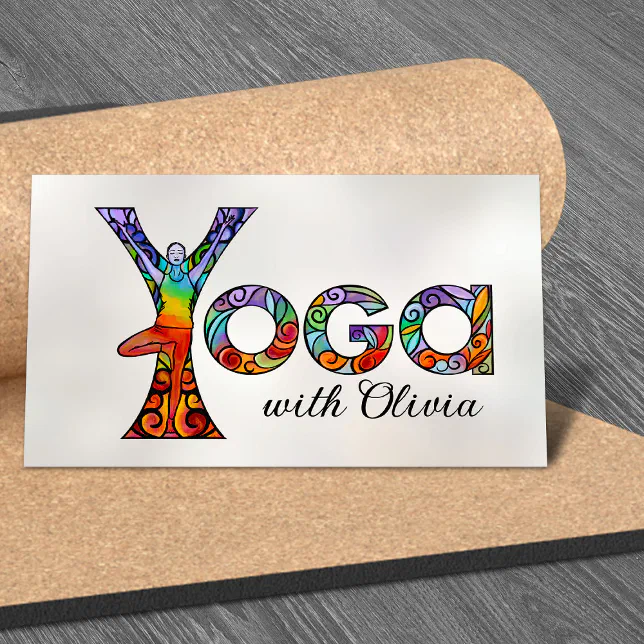 Colorful Yoga Word Art Business Card | Zazzle