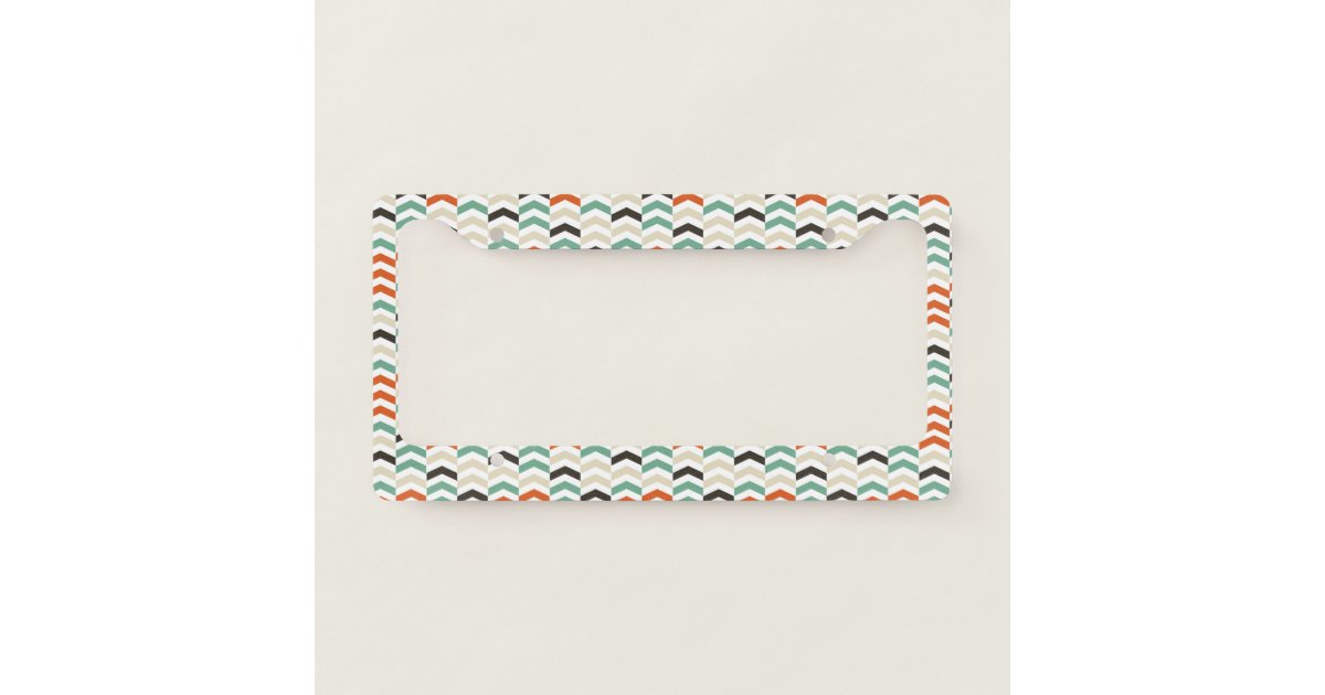 colorful zigzag pattern background license plate frame | Zazzle