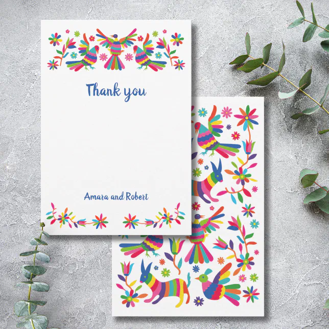 COLORFULL OTOMI MEXICAN THANK YOU CARD | Zazzle