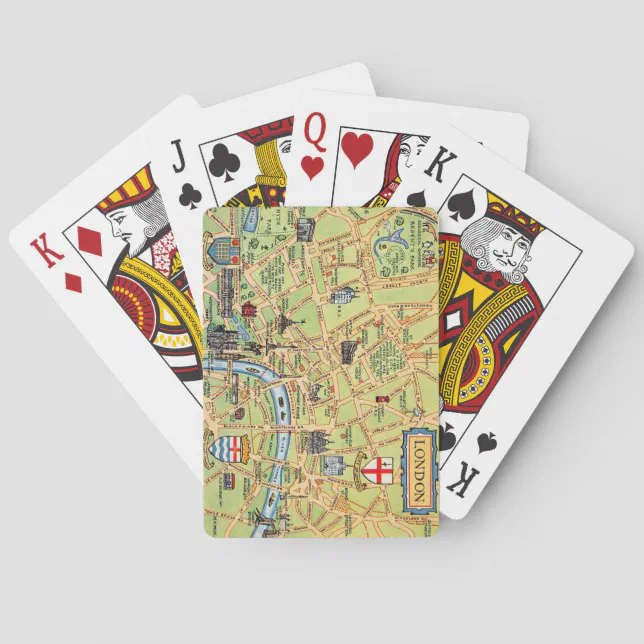 Colorfully Illustrated Map of London Playing Cards | Zazzle