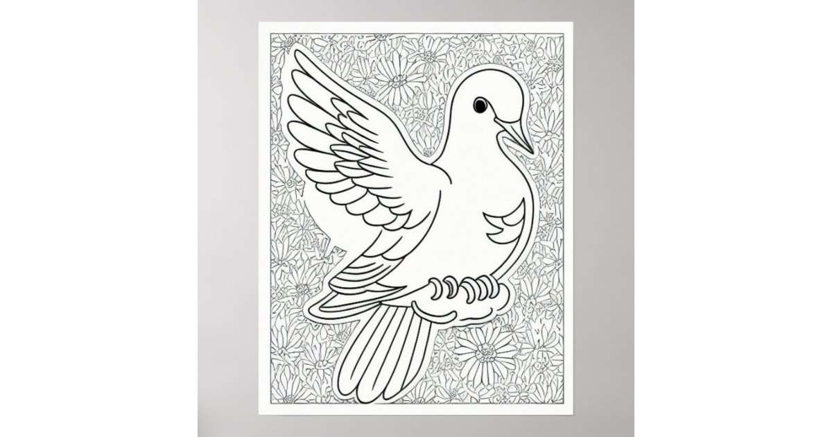 Coloring Bird Print, Adult Relaxation Poster | Zazzle