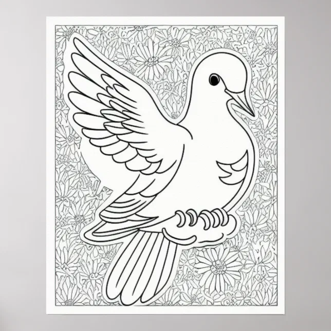 Coloring Bird Print, Adult Relaxation Poster | Zazzle