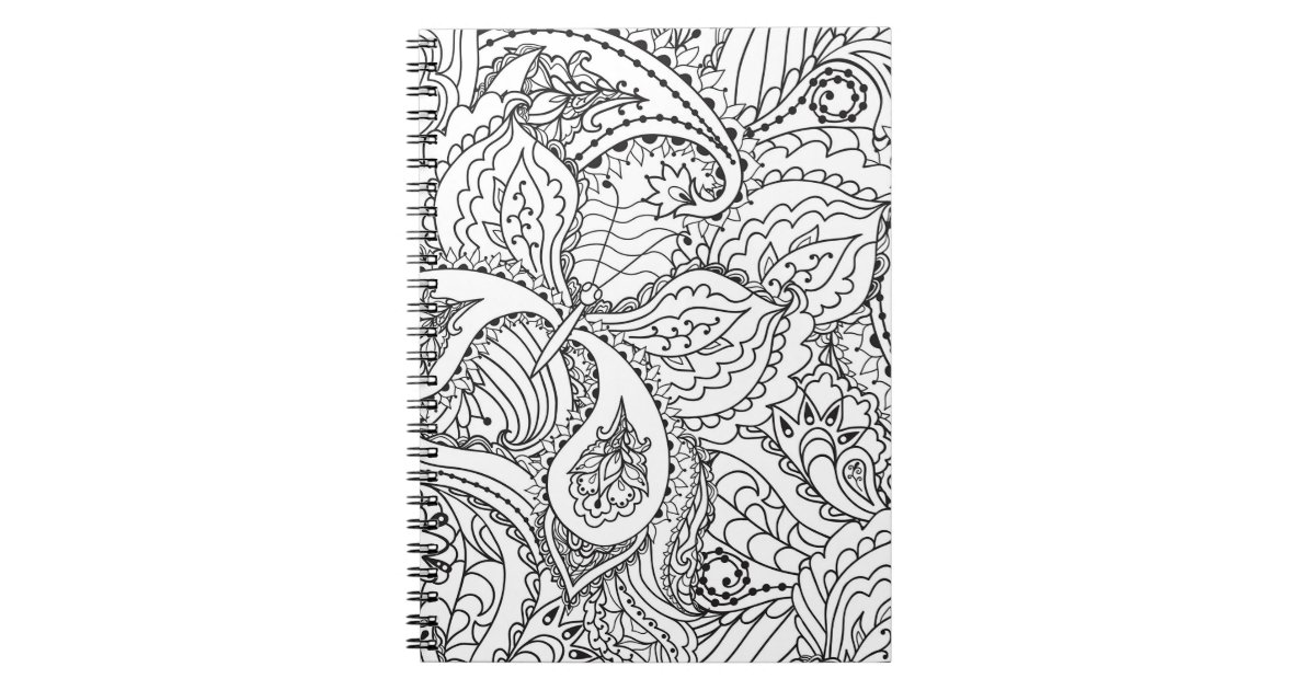 Coloring Flower Art New Design Floral Aesthetic Fl Notebook | Zazzle