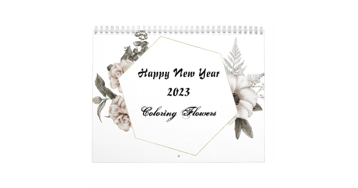 Coloring for Adult Flowers 2023, Color your own Calendar | Zazzle