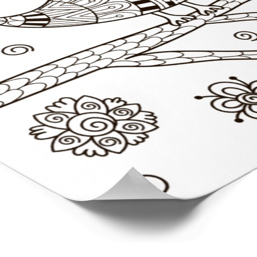 Coloring Page Bird Chirping Poster | Zazzle