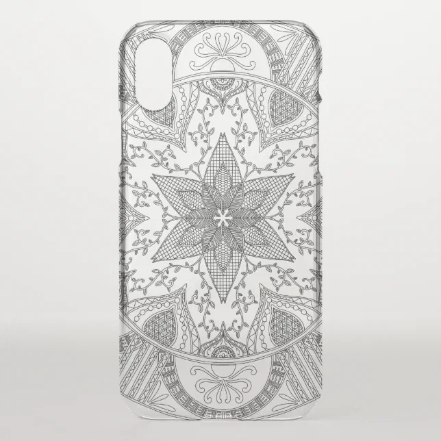Coloring Page Black and Transparent Mandala Uncommon iPhone Case | Zazzle