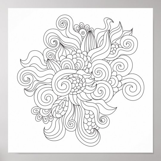 Coloring Page Crazy Doodle Poster | Zazzle.com